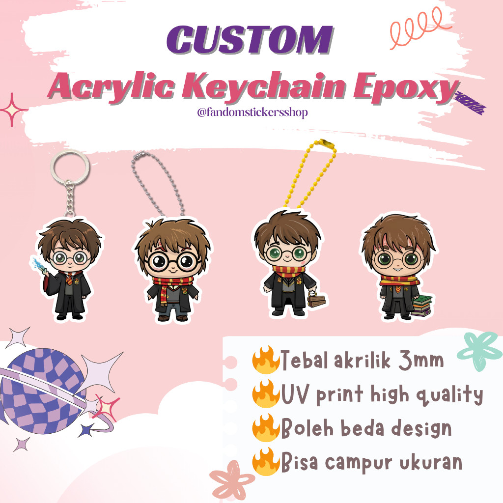Jual Custom EPOXY Gantungan Kunci Acrylic Keychain | Ganci Akrilik UV ...