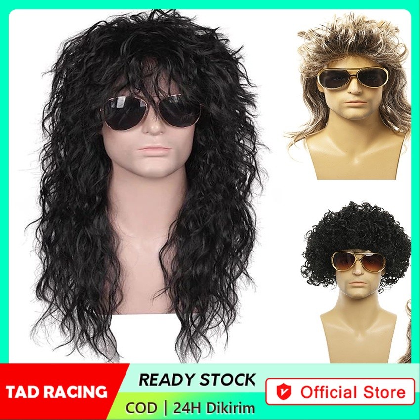 Jual Wig Keriting Panjang hitam Gaya Punk Rocker Wig hitam/ wig kribo ...