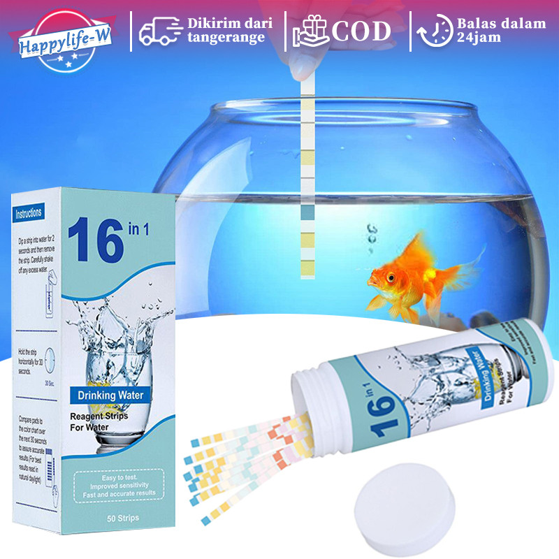 Jual Isi 50 Water Tester Kit Alat Uji Kualitas Air 16 in 1 Water Tester ...