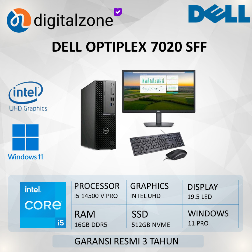 Jual PC Dell Optiplex 7020 SFF i5 14500 vPro 16GBB 512SSD W11 + Monitor ...