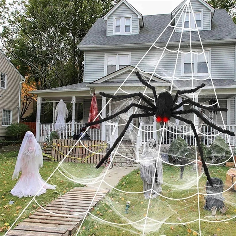Jual Giant Spider Huge Spider Web Halloween Decoration Props Haunted ...