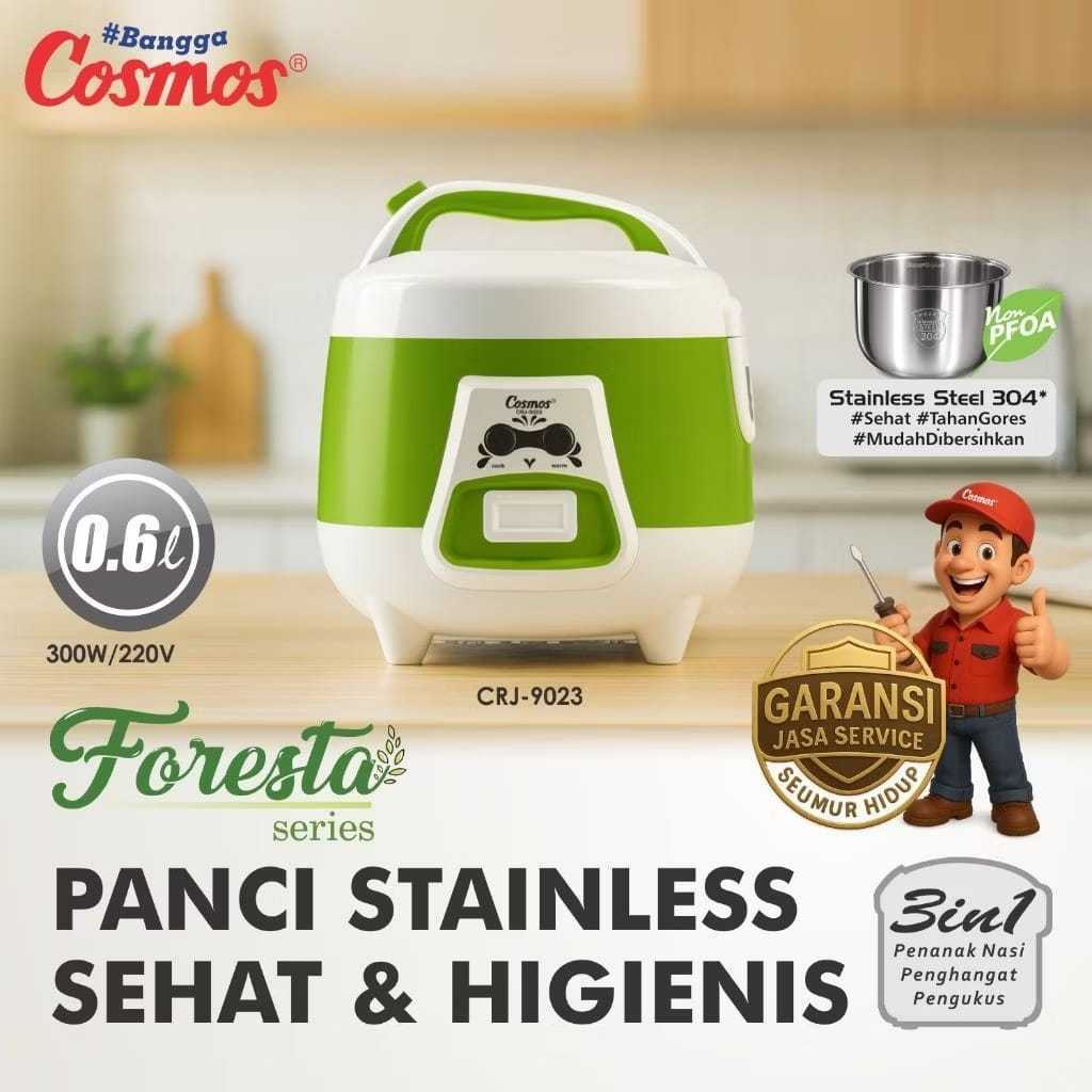 Jual Cosmos CRJ9023 Magic Com Stainless 0,6L CRJ 9023 Rice Cooker 3in1 ...