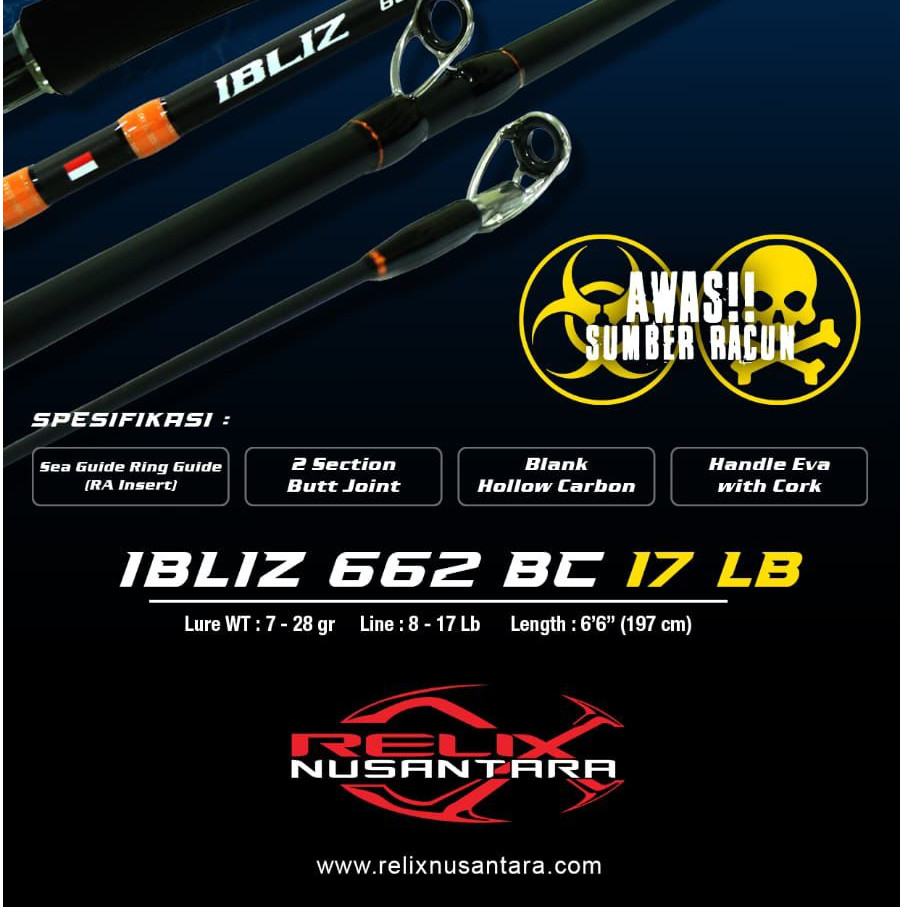 Jual Joran BC IBLIZ | Joran Bait Casting Relix Nusantara Ibliz 662 ...