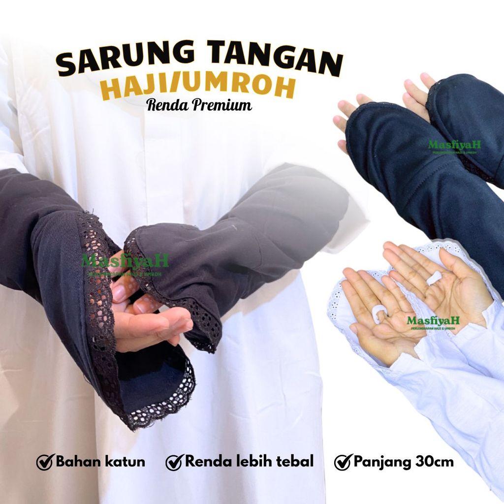 Jual SARUNG TANGAN RENDA KATUN SARUNG TANGAN HAJI UMRAH SARUNG TANGAN ...