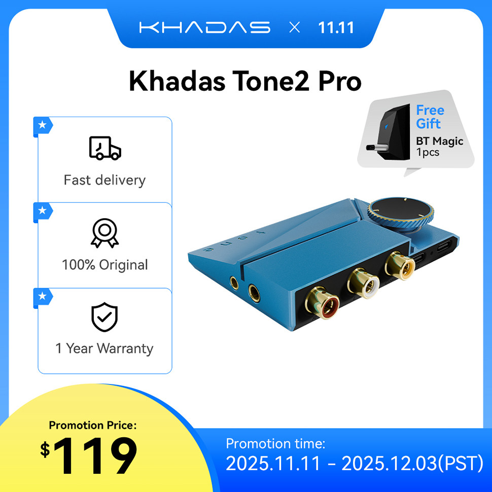 Jual Khadas Tone2 Pro Mini Desktop Headphone Amplifier DAC gital Analog Converter with 4.4/3.5 ...
