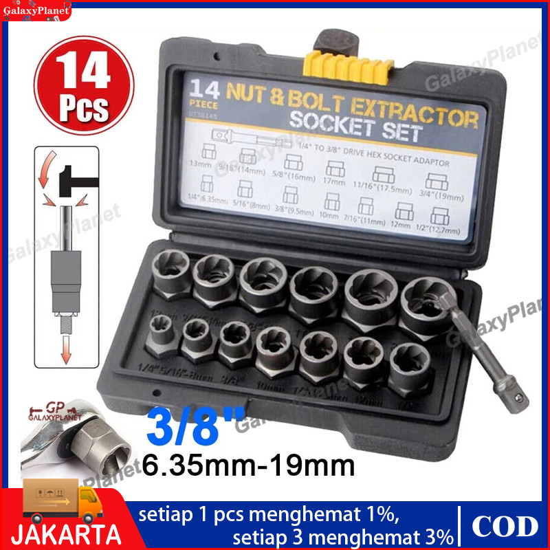 Jual Alat Pembuka Baut Mur Hex Rusak 8mm-19mm Set Kunci Ring pass ...