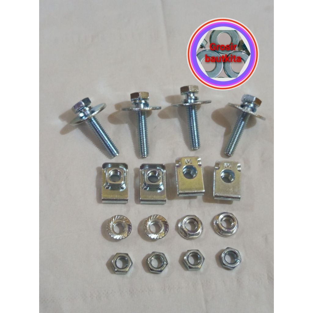 Jual COD 1,pcs..BAUT DOBEL RING PANJANG 2,5cm BAUT 10,M6*25 RING PLAT ...