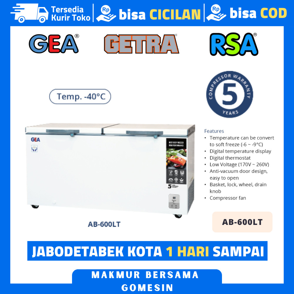 Jual Chest Freezer Gea 500 Liter Ab-600-LT Kulkas Chest Freezer 600LT ...