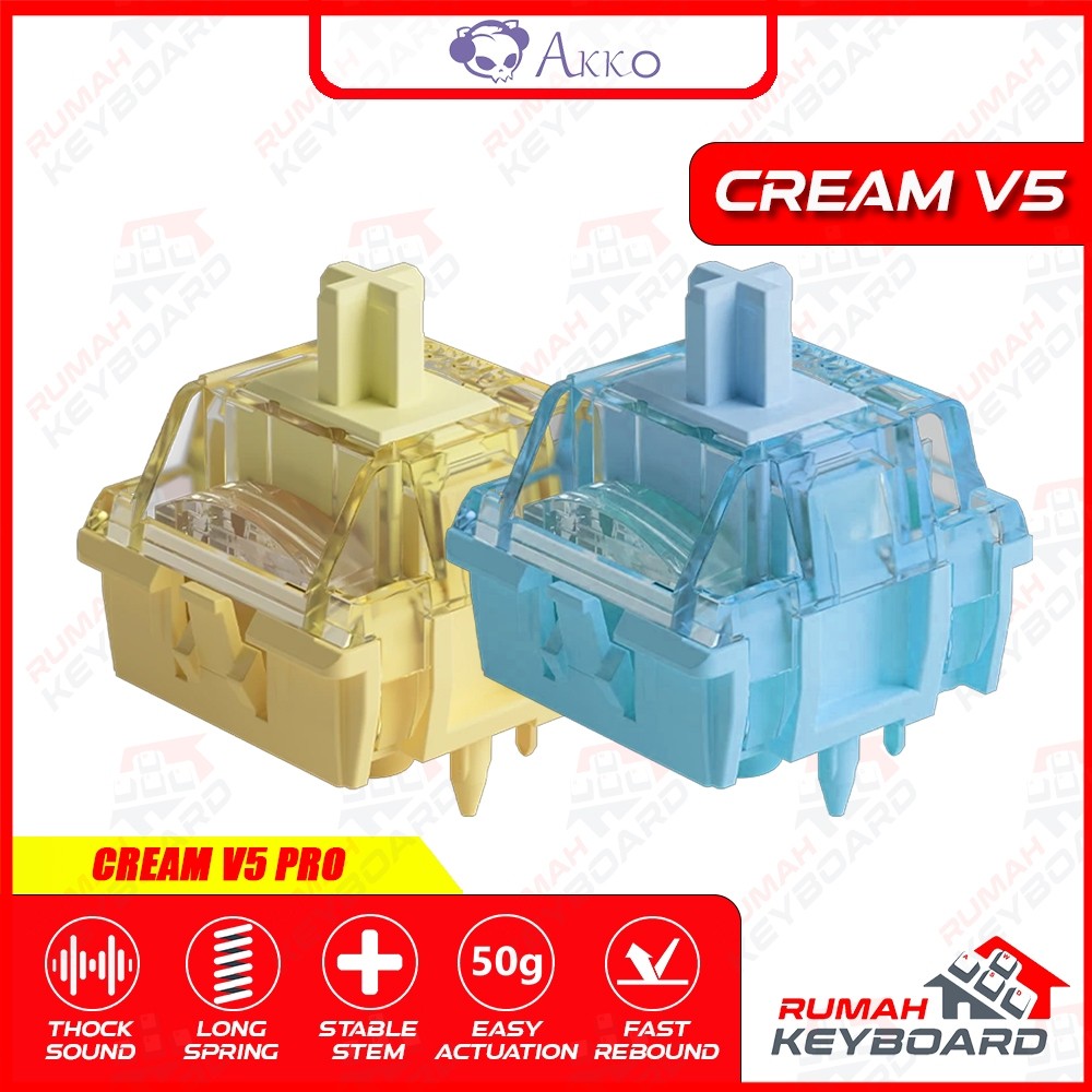 Jual SWITCH - AKKO CREAM BLUE - CREAM YELLOW - V5 PRO - 5 PIN - 45g ...