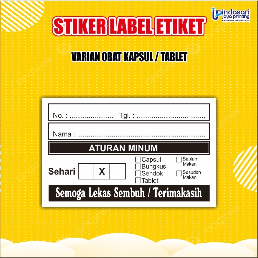 Jual Etiket Obat 1 Pack 100 Lembar | Label Stiker Obat Apotek Klinik ...