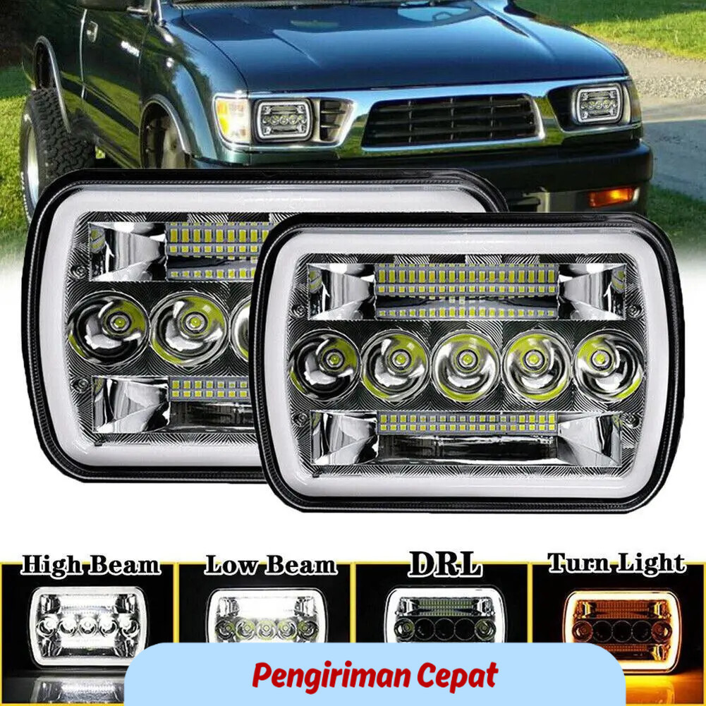 Jual PCP 55W Led 5x7" 7X6" Inch H4 Headlight DRL Turn Signal For Jeep Cherokee XJ Wrangler Truck ...