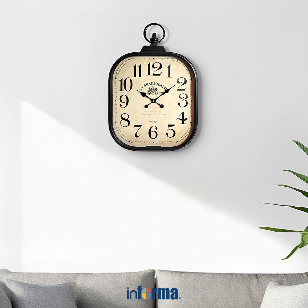 Jual Informa 67x45 cm Jam Dinding Ck231 - Hitam Wall Clock Jam Tembok ...