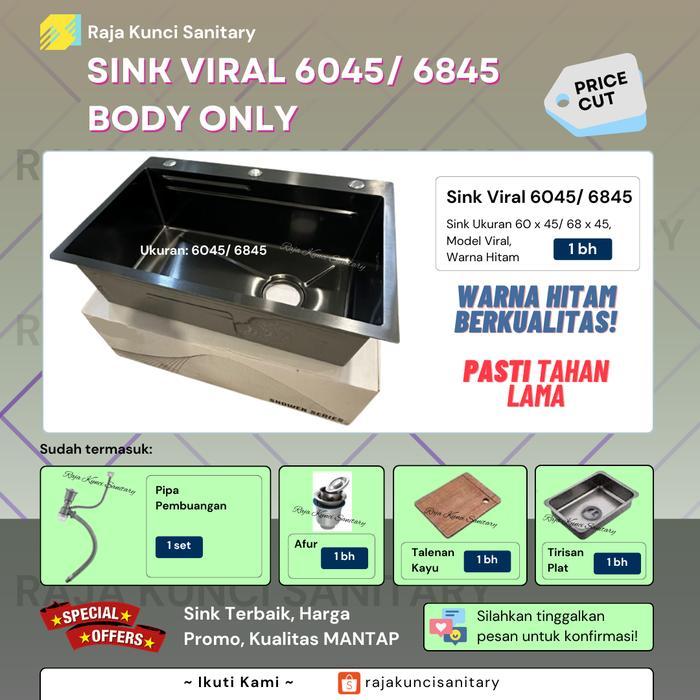 Jual Sink Cuci Piring VIRAL/ 6045/ 6845/ Bak Cuci Piring/ Hitam/ Black ...