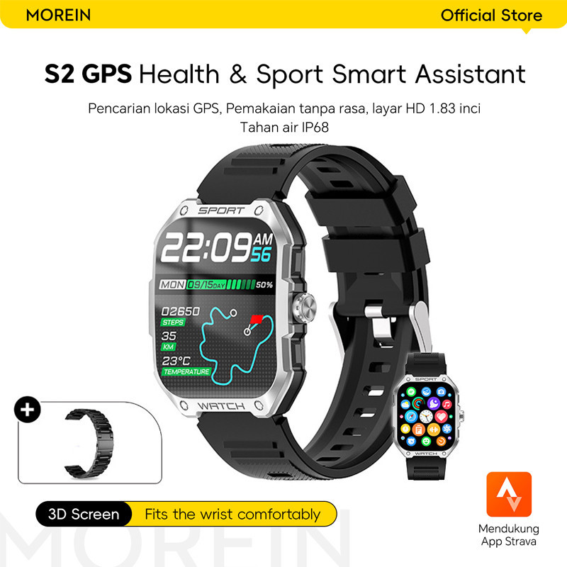 Jual Morein Smartwatch S2 GPS - 1.83'' Curved Display | AI Suara ...