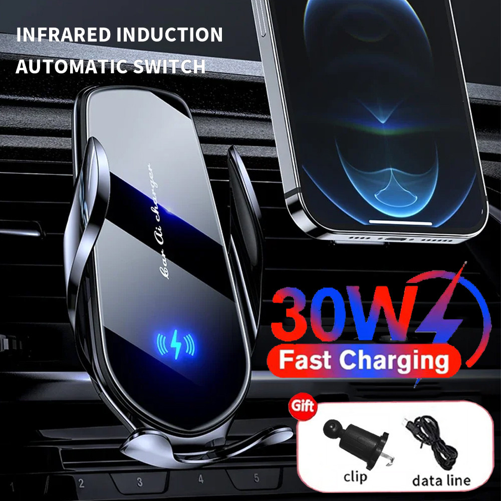 Jual 30W Fast Charging Station Wireless Charger Automatic Car Phone ...