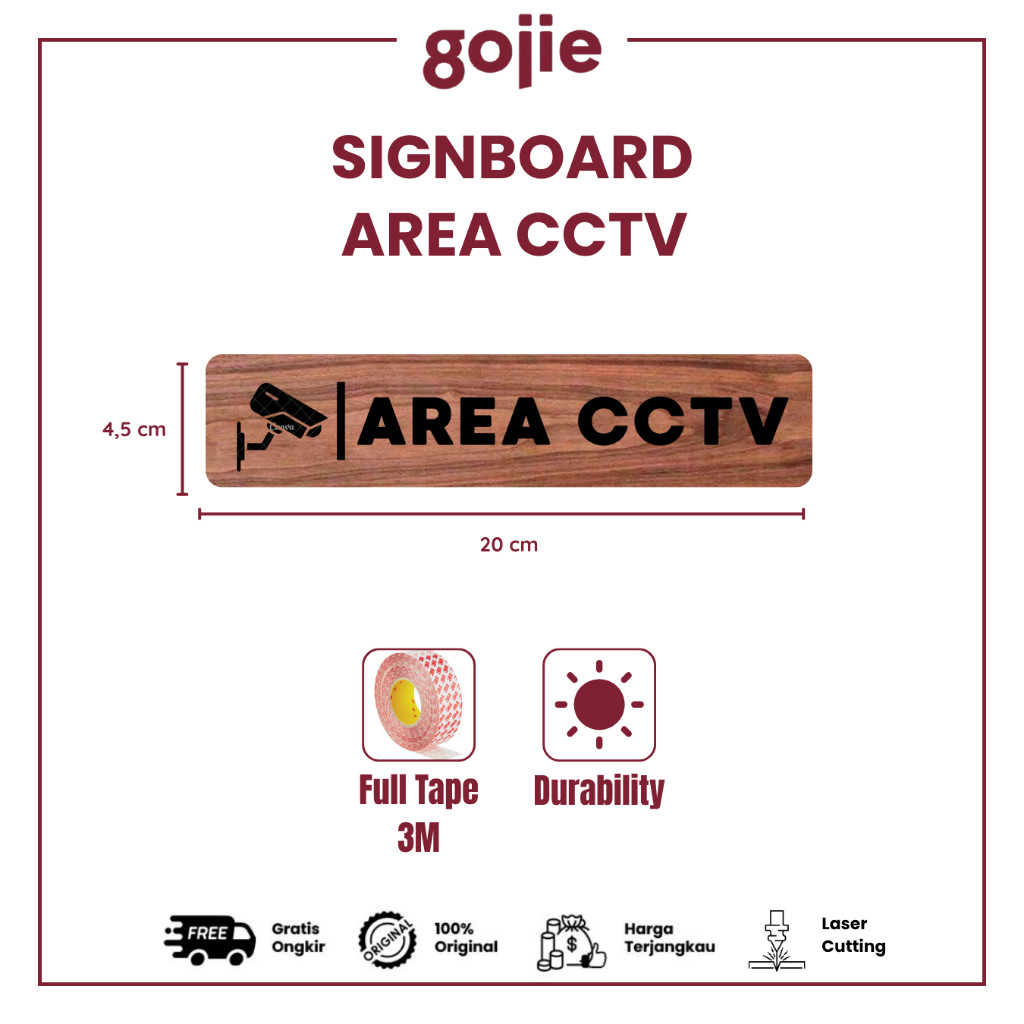 Jual SIGN BOARD AREA CCTV KAYU UNIK | SIGNAGE WOOD PATTERN INCLUDE FULL ...