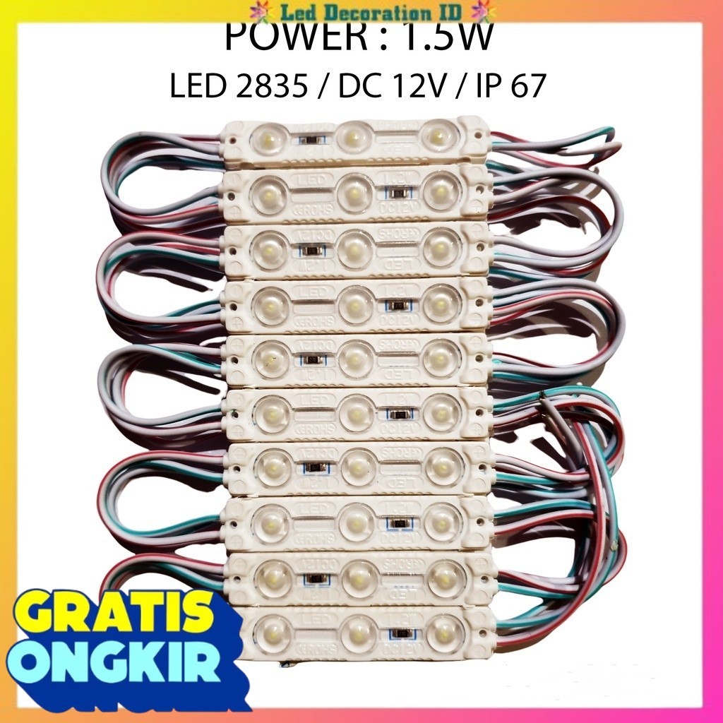 Jual LAMPU MODUL LED 3 MATA 1.2W / LED MODUL 3 MATA 2835 12V | Shopee ...