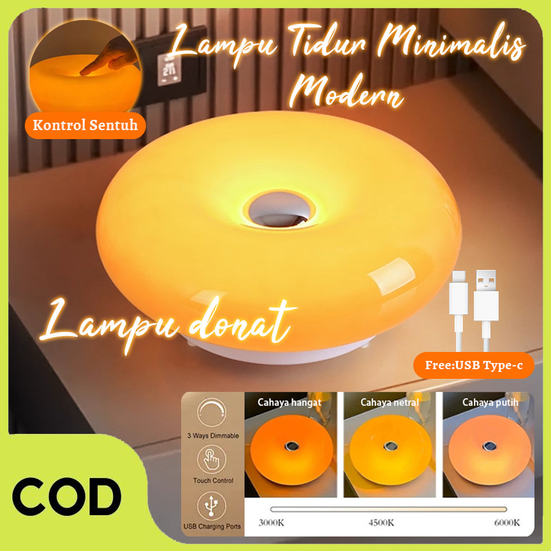 Jual [COD] Lampu Aesthetic Donut/Lampu Sentuh/Lampu Tidur LED 3 Warna ...