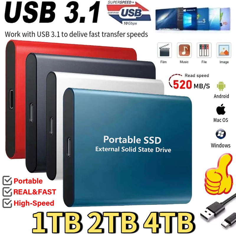 Jual Portable SSD 2TB External Hard Drive 1TB High Speed Solid State ...