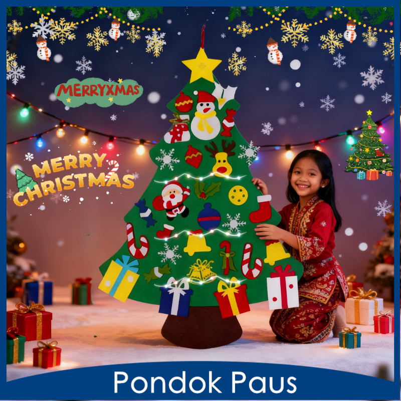 Jual DIY Christmas Tree Pohon Natal Dari Felt Yang Diterangi Pohon ...