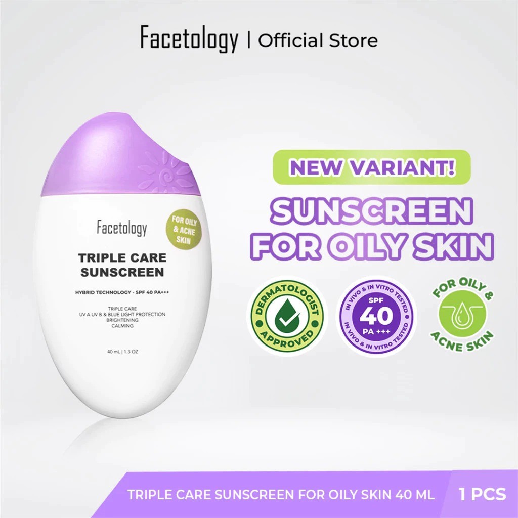 Jual Facetology Triple Care Sunscreen for Oily Skin SPF 40 PA+++ 40ML ...