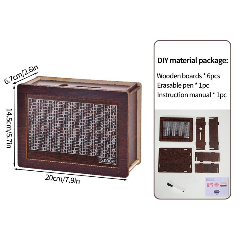 Jual Wood Money Bank 500/1000/2000/3000/5000 Wooden Euro Money Box ...