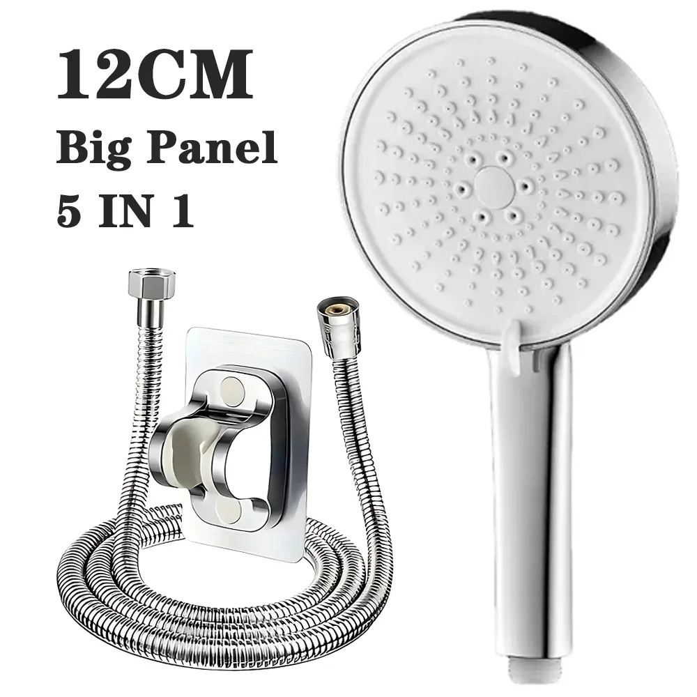 Jual New 12CM Big Shower Head Pressurised Five-speed Adjustable Shower ...