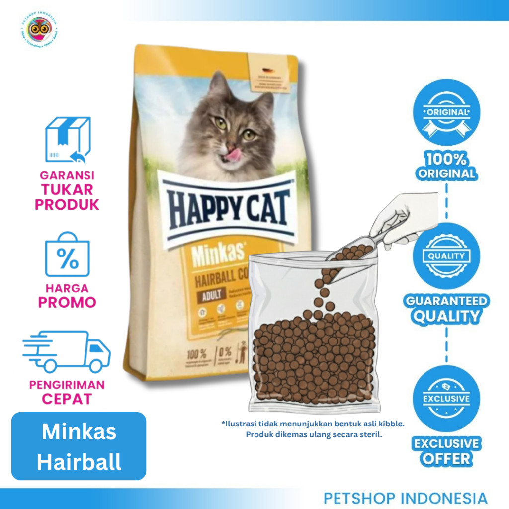 Jual Happy Cat Minkas Hairball Control Repack 1kg / 500gr - Makanan ...