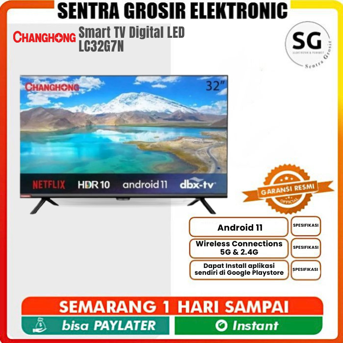 Jual CHANGHONG 32 Inch Newest Android 11 Frameless Smart TV Digital LED TV HD (LC32G7N)-Netflix ...