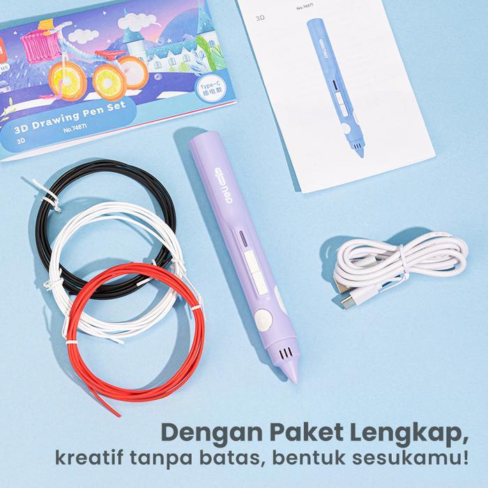 Jual DELI Genius 3D Pen Dengan Kabel Mainan Edukasi SNI anak Pena 3D ...