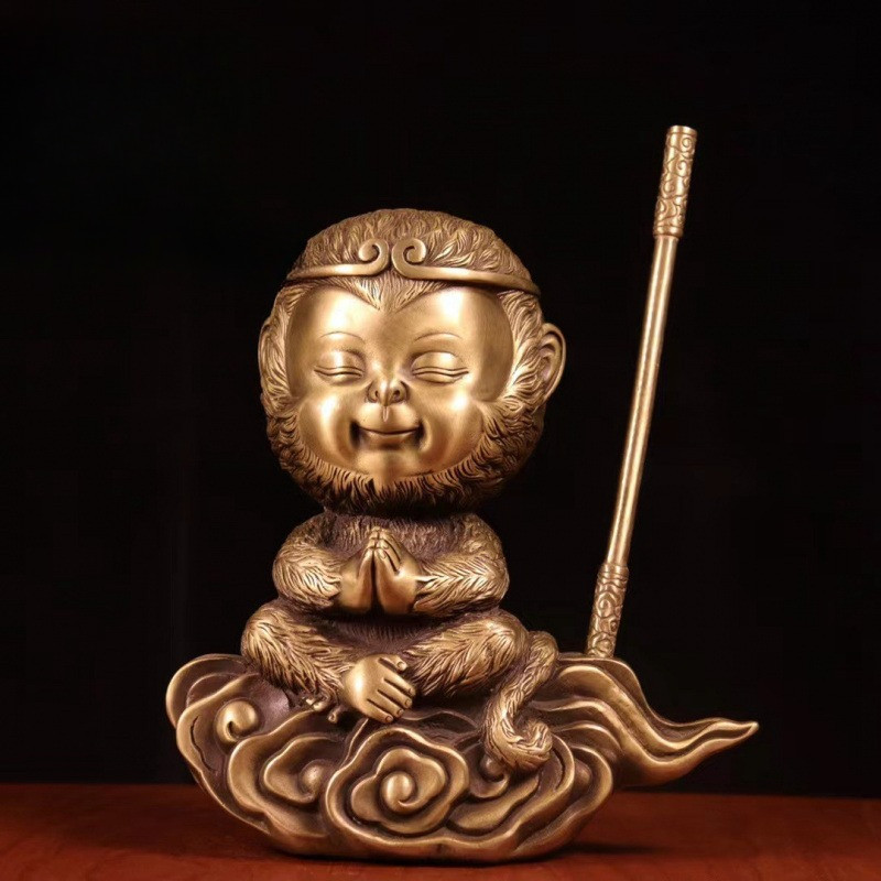 Jual Brass King Qi Tian Da Sheng Pen Holder Copper Craft Decorations ...