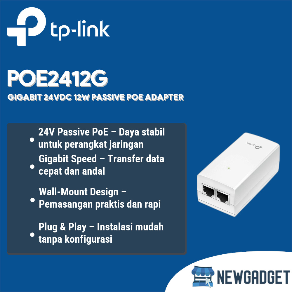 Jual TP-LINK POE2412G GIGABIT 24VDC PASSIVE POE ADAPTER | Shopee Indonesia