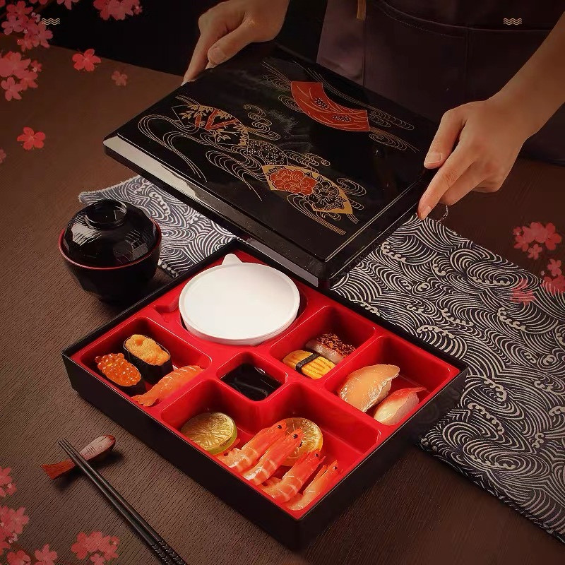 Jual Japanese-Style Bento Box Wood-Grain Pattern Plastic Lunch ...