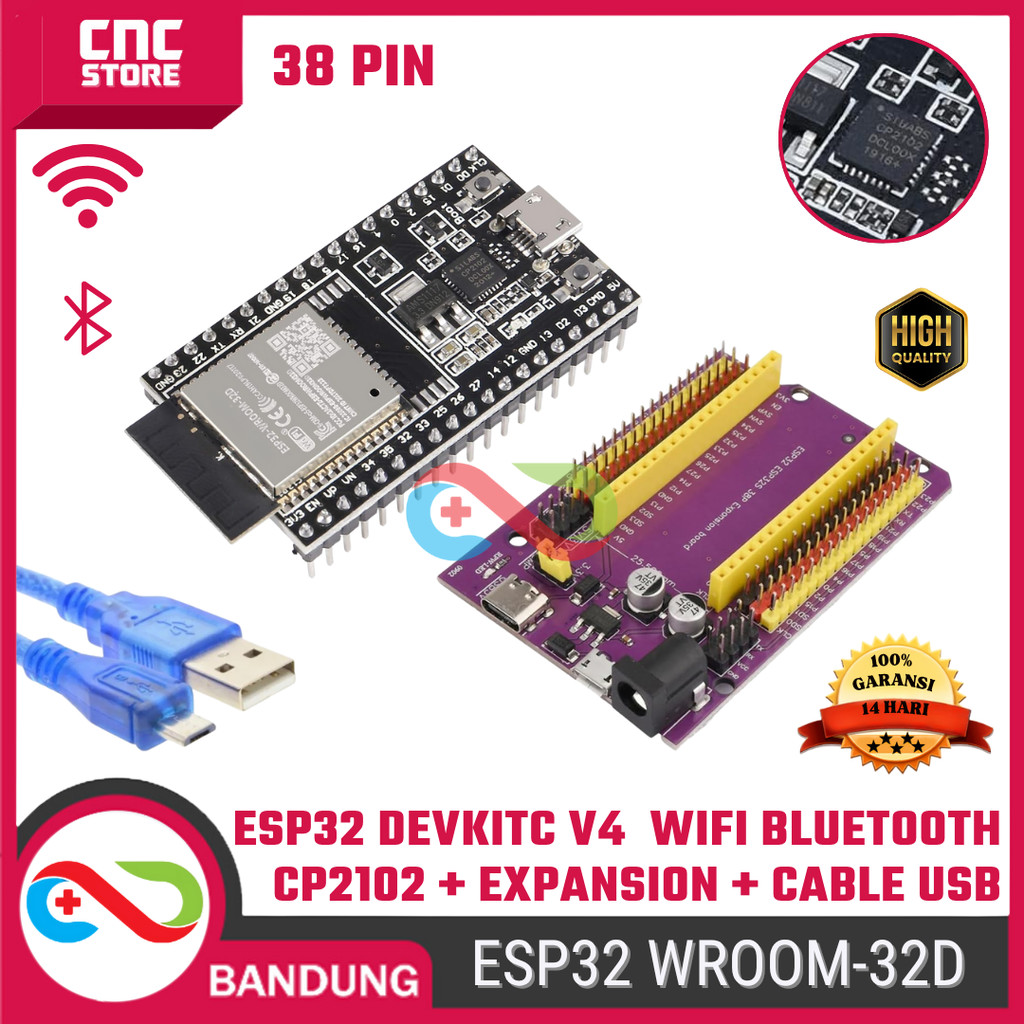 Jual Paket Lengkap ESP32 DevKitC V4 WROOM-32D – WiFi Bluetooth IoT ...