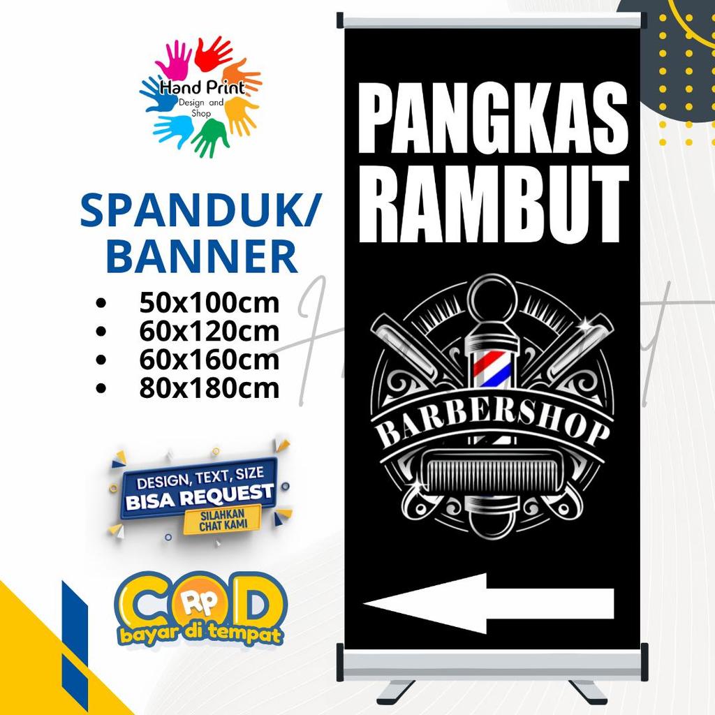 Jual Cetak Spanduk Banner Pangkas Rambut Barbershop Hitam MMT Spanduk ...
