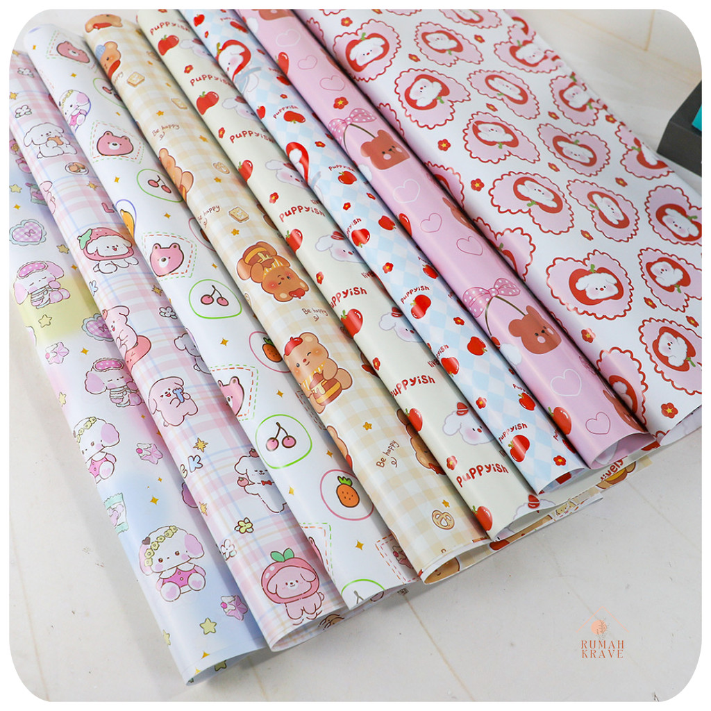 Jual RUMAH KRAVE - Kertas Kado 2026 Wrapping Paper Lucu Kartun Bunga ...