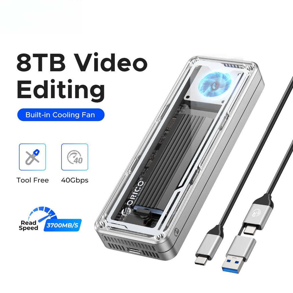 Jual 40Gbps USB4 M2 SSD Enclosure 8TB with with Cooling Fan PCIe40 NVME ...