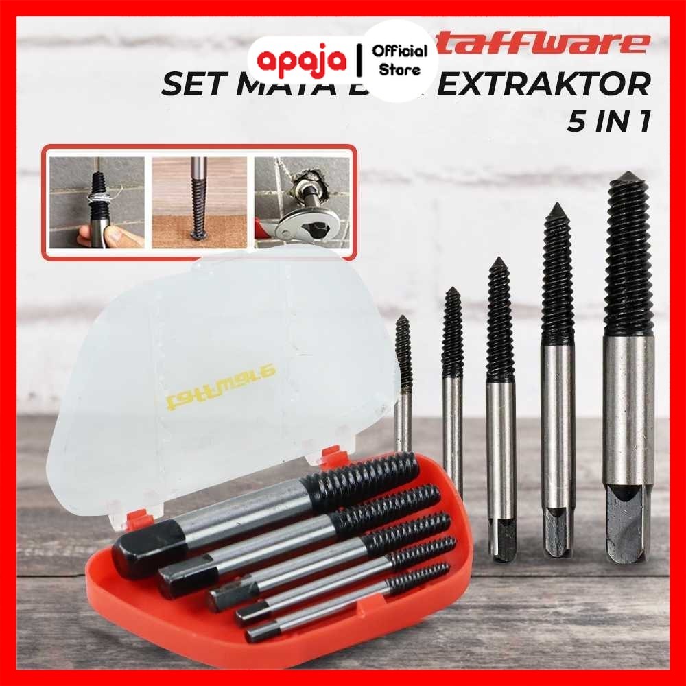 Jual Apaja Set Mata Bor Extractor Broken Screw Remover Kit 5in1 ...