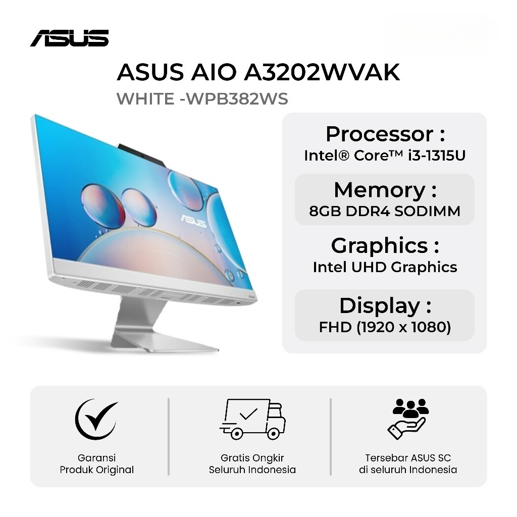 Jual AIO PC Asus All In One A3202WVAK-WPB382WS/Core i3-1315U/8GB/SSD ...