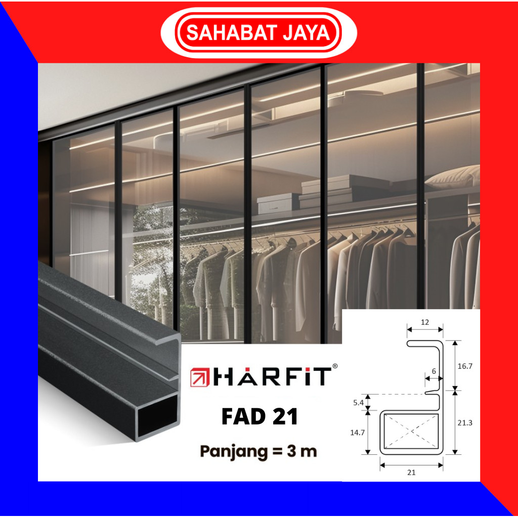 Jual HARFIT Profil Frame Handle Alumunium Aluminium FAD 21 FAD21 FAD-21 ...