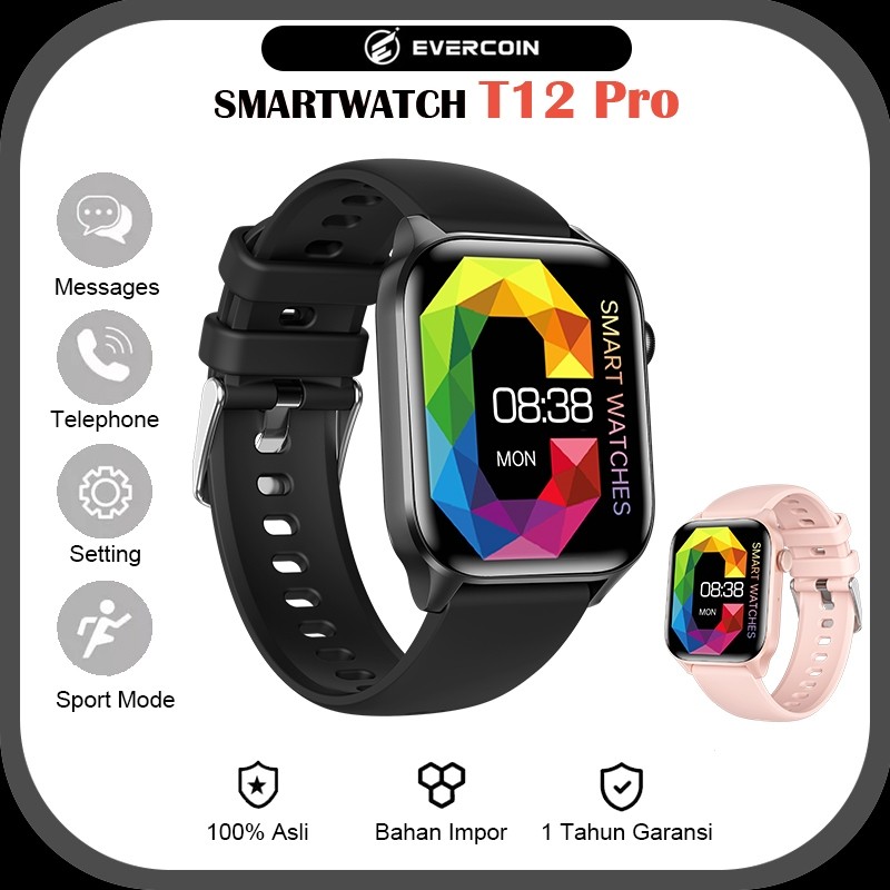 Jual Evercoin Smartwatch T12 Terbaru Jam Tangan Tahan SMARTWATCH ...