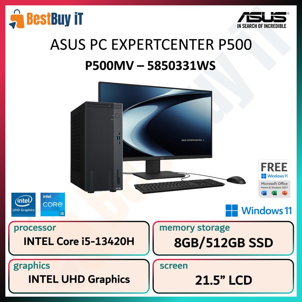 Jual ASUS PC ExpertCenter P500MV Intel Core 5-13420H 8GB DDR5 512GB SSD ...