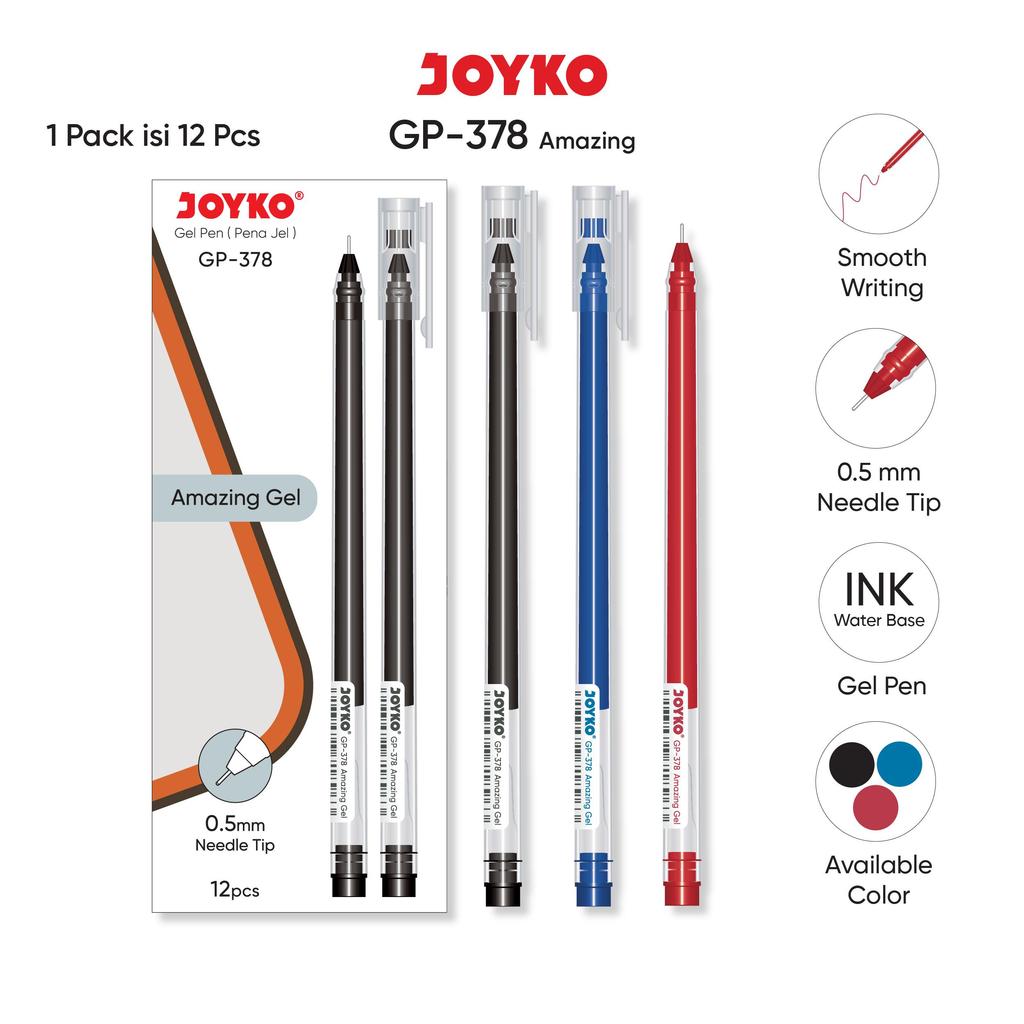 Jual JOYKO Pulpen Gel 1 Pack GP-378 Amazing Gel 0.5mm Isi 12 Pcs ...