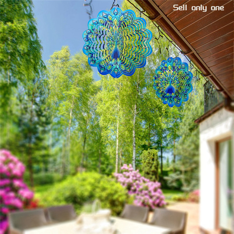 Jual Reliable 3D Wind Spinner Peafowl 12Inch Garden Laser Cut Hanging ...