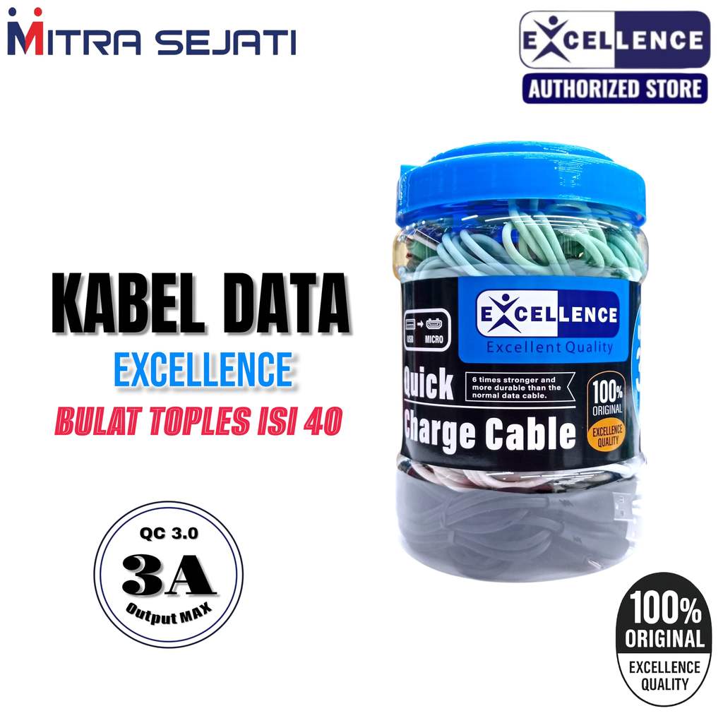 Jual EXCELLENCE Kabel Data Bulat Toples Isi 40 Micro/Type-C/Lightning ...