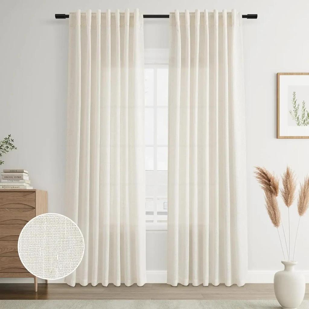 Jual Custom 310cm Height Extra Long 270cm Faux Linen Sheer Curta for ...