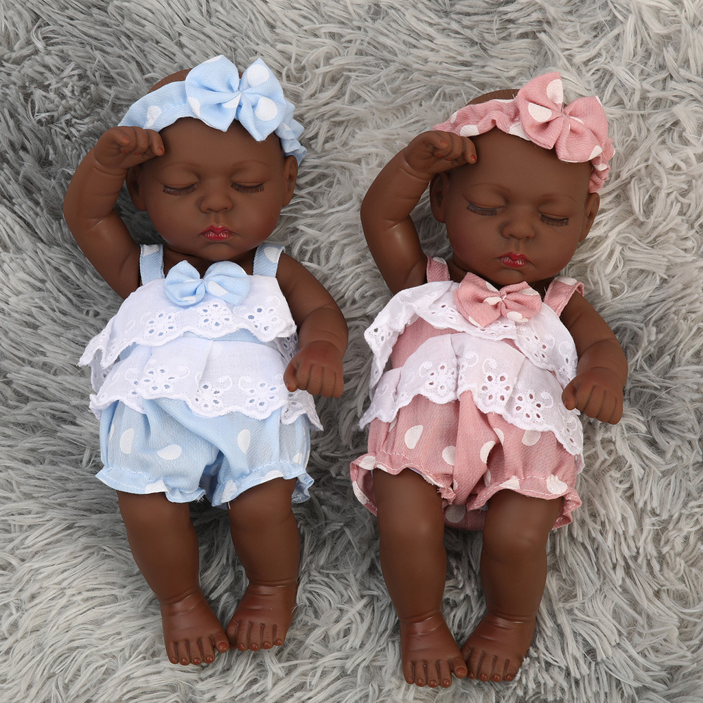 Jual Black Skin 30cm Newborn Reborn African Doll Close Eyes Smile ...