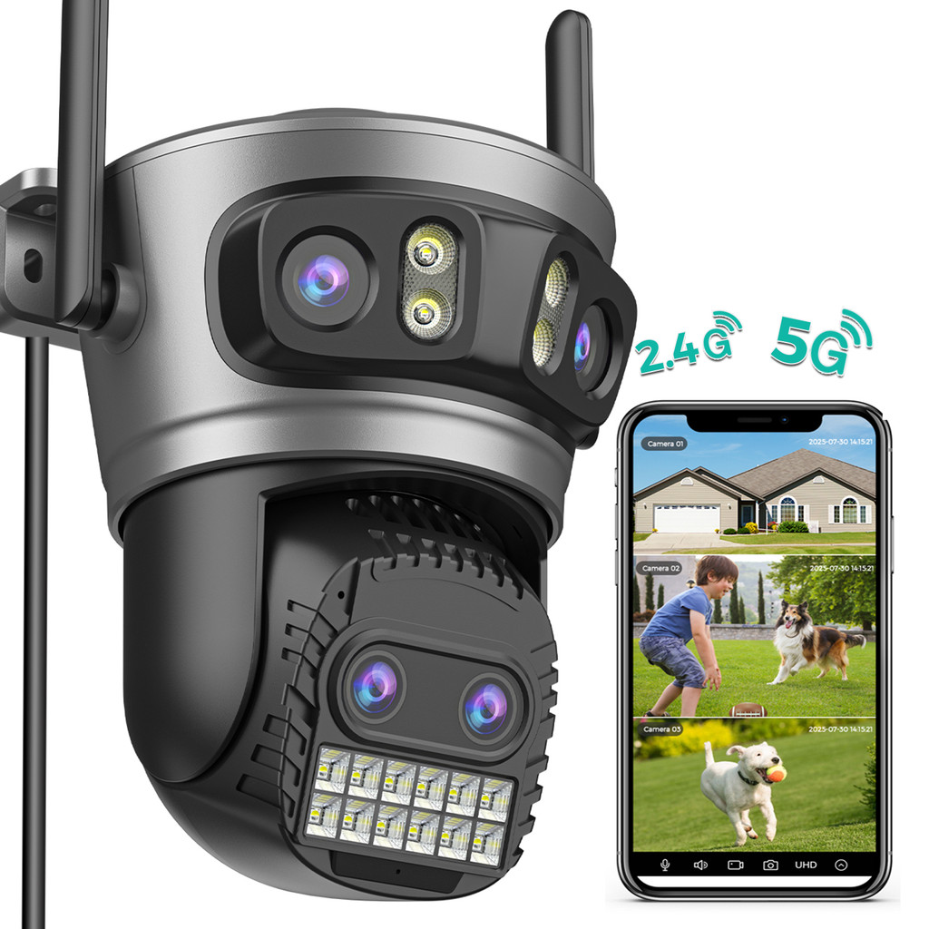 Jual 8K HD 20MP WiFi Camera with 10X Zoom 4 Lens 3 Screen Auto Tracking ...