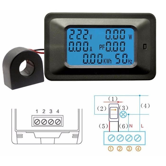 Jual KWH Meter Digital AC100A Voltmeter Ammeter Wattmeter cos phi Hertz ...
