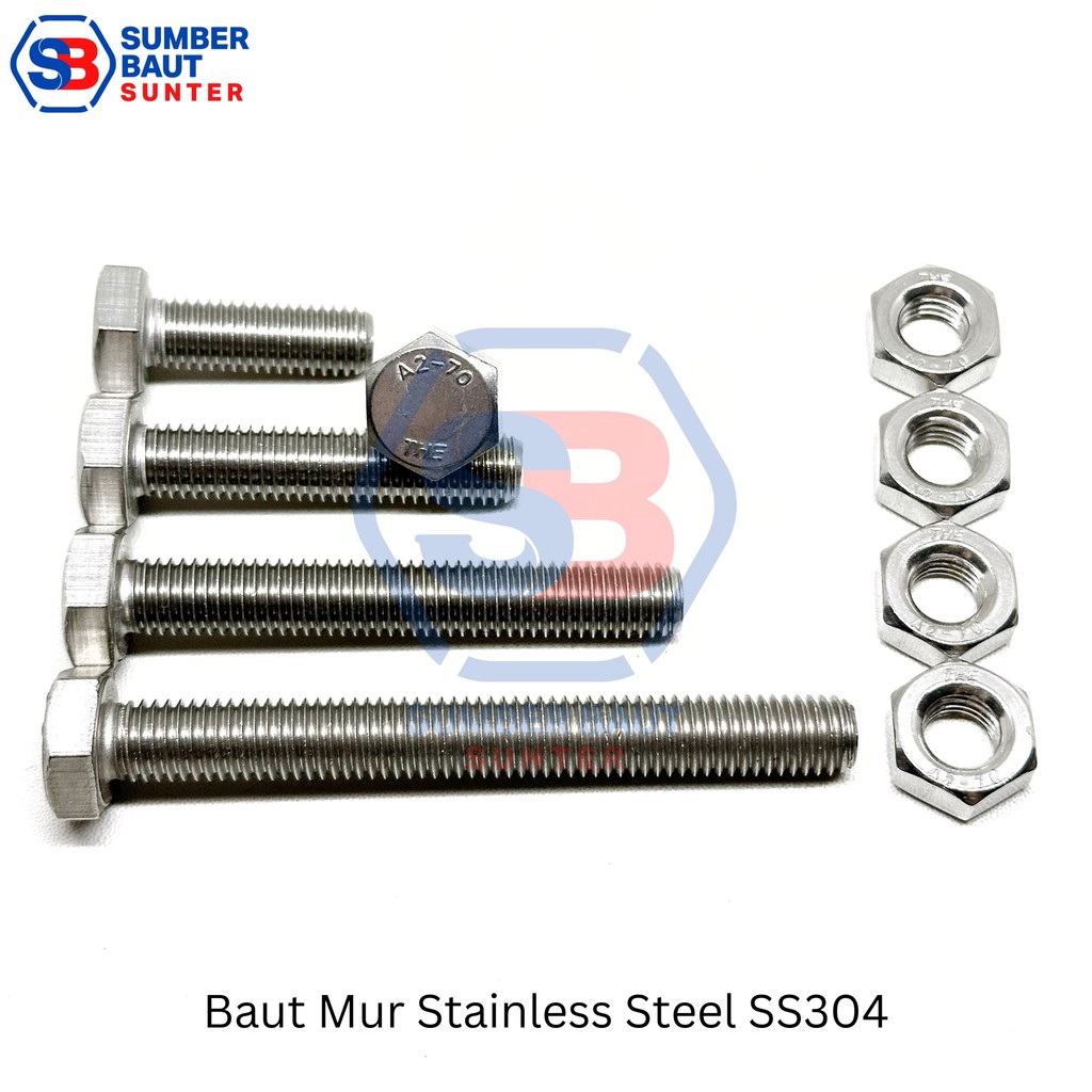 Jual M14x25 Baut Mur Hexagon Stainless 304 SS Hex 14x25 | Shopee Indonesia
